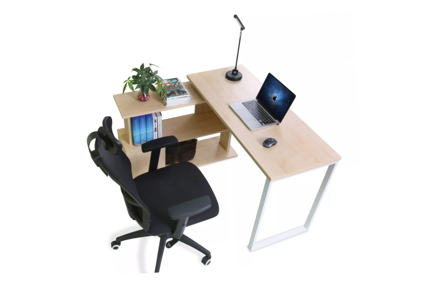 SAVANNAH Desk with Swivel Side Bookcase