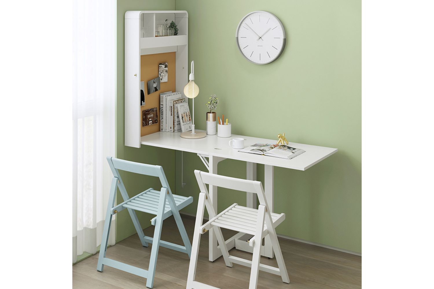 RYLER Wall Mounted Drop Down/Foldable Dining Table with Pushpin Board ...
