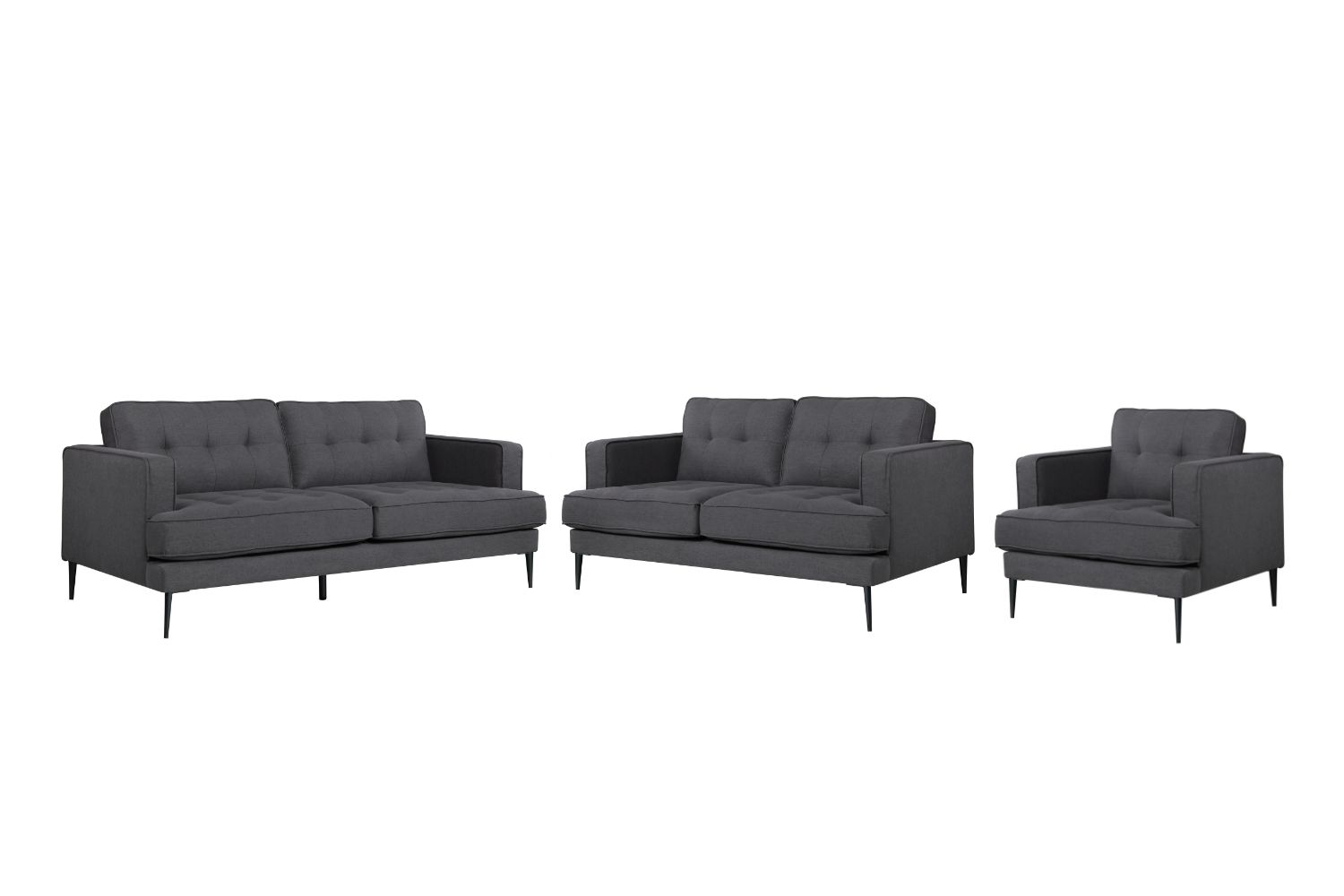 MADDOX 3+2+1 Fabric Sofa (Grey)