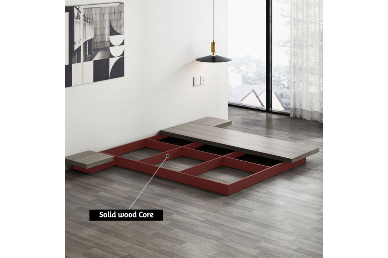 YORU Japanese Bed Base Only in Queen/Super King Size (Dark Grey)
