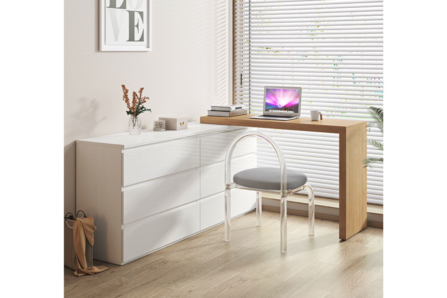 YORU 6-Drawer Storage Cabinet/Dressing Table (White)