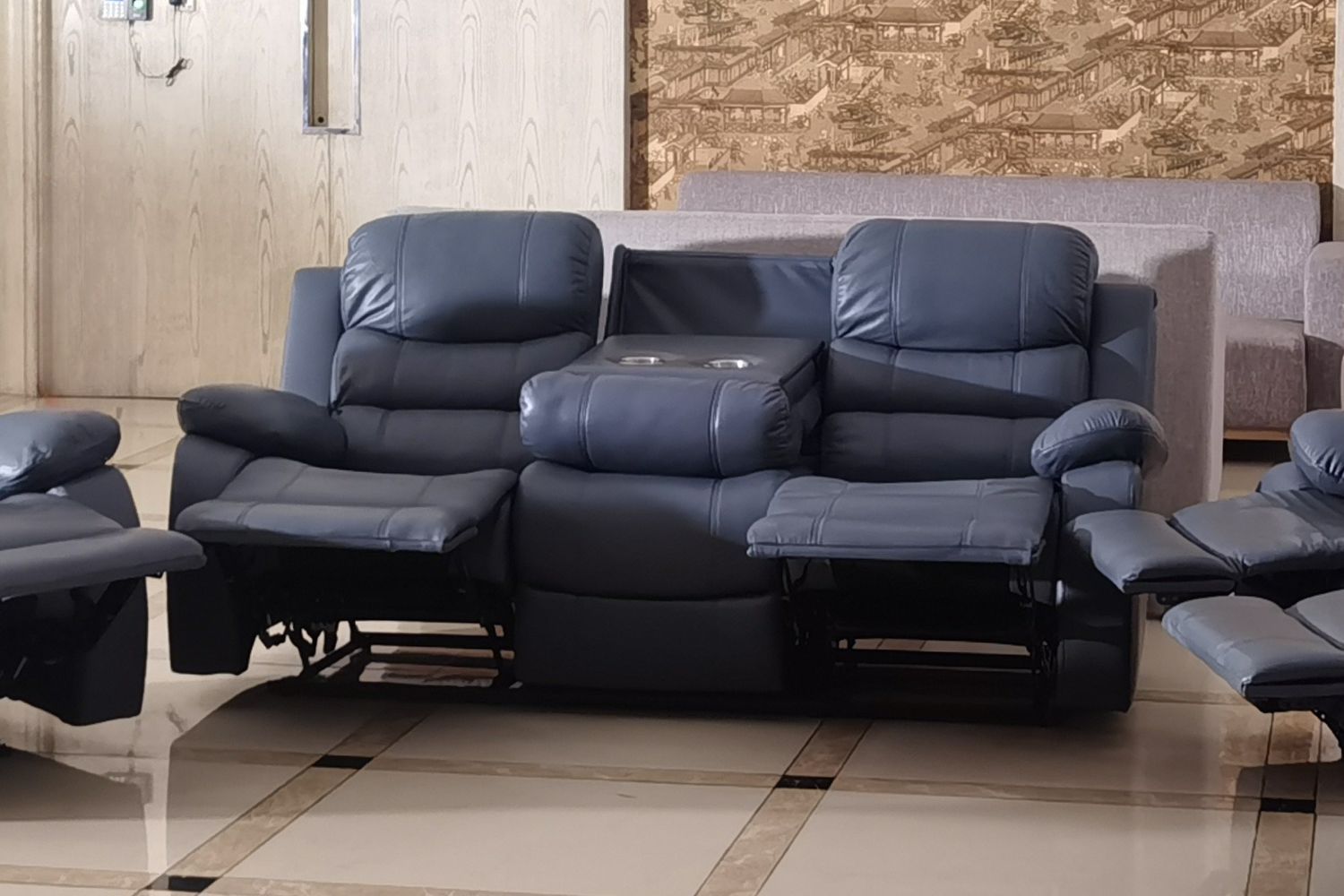 ALESSANDRO Air Leather Reclining Sofa Range (Grey) - 3RR+2RRC Sofa Set