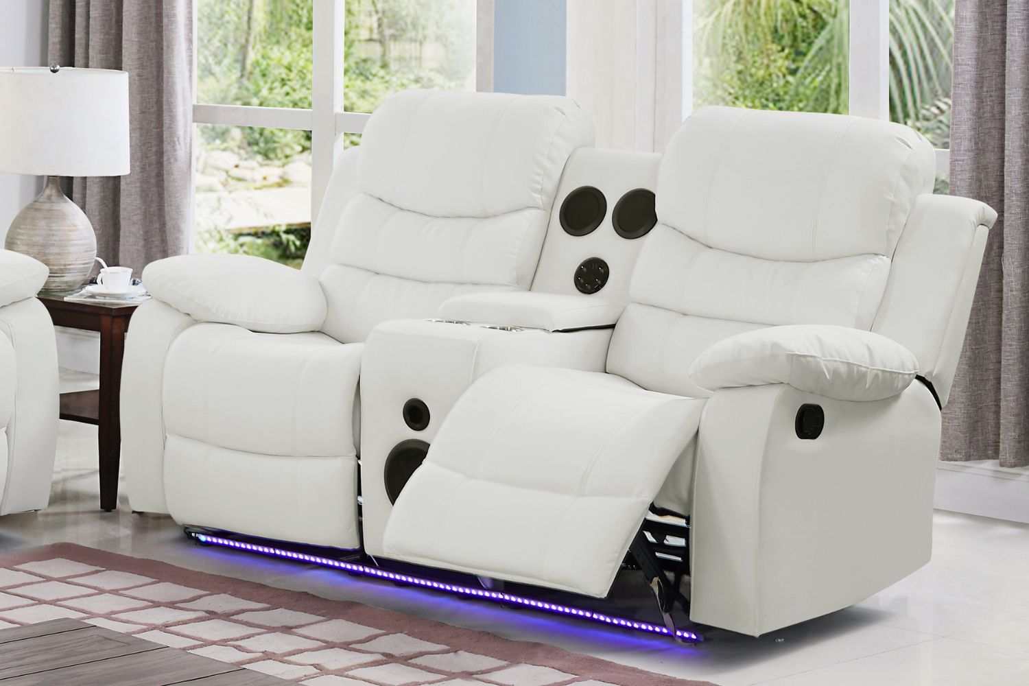 MODENA 3RR+2RRC+1R Reclining Sofa with LED & Speaker (Black)