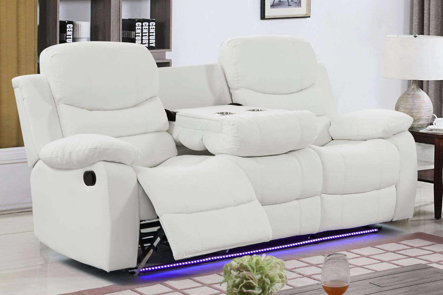 MODENA 3RR+2RRC+1R Reclining Sofa with LED & Speaker (Black)