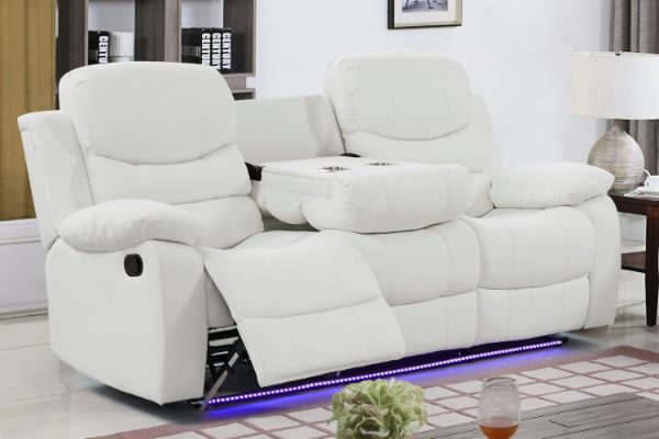 MODENA 3RR+2RRC+1R Reclining Sofa with LED & Speaker (Black)