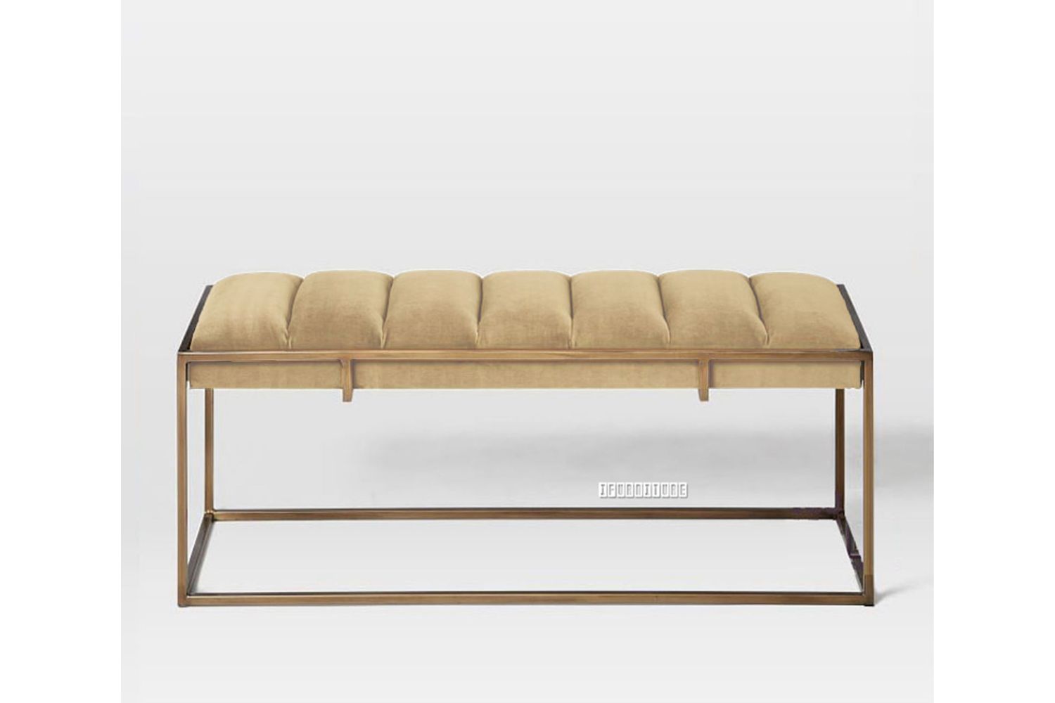 FINCHLEY Gold Frame Bench (Beige Velvet)