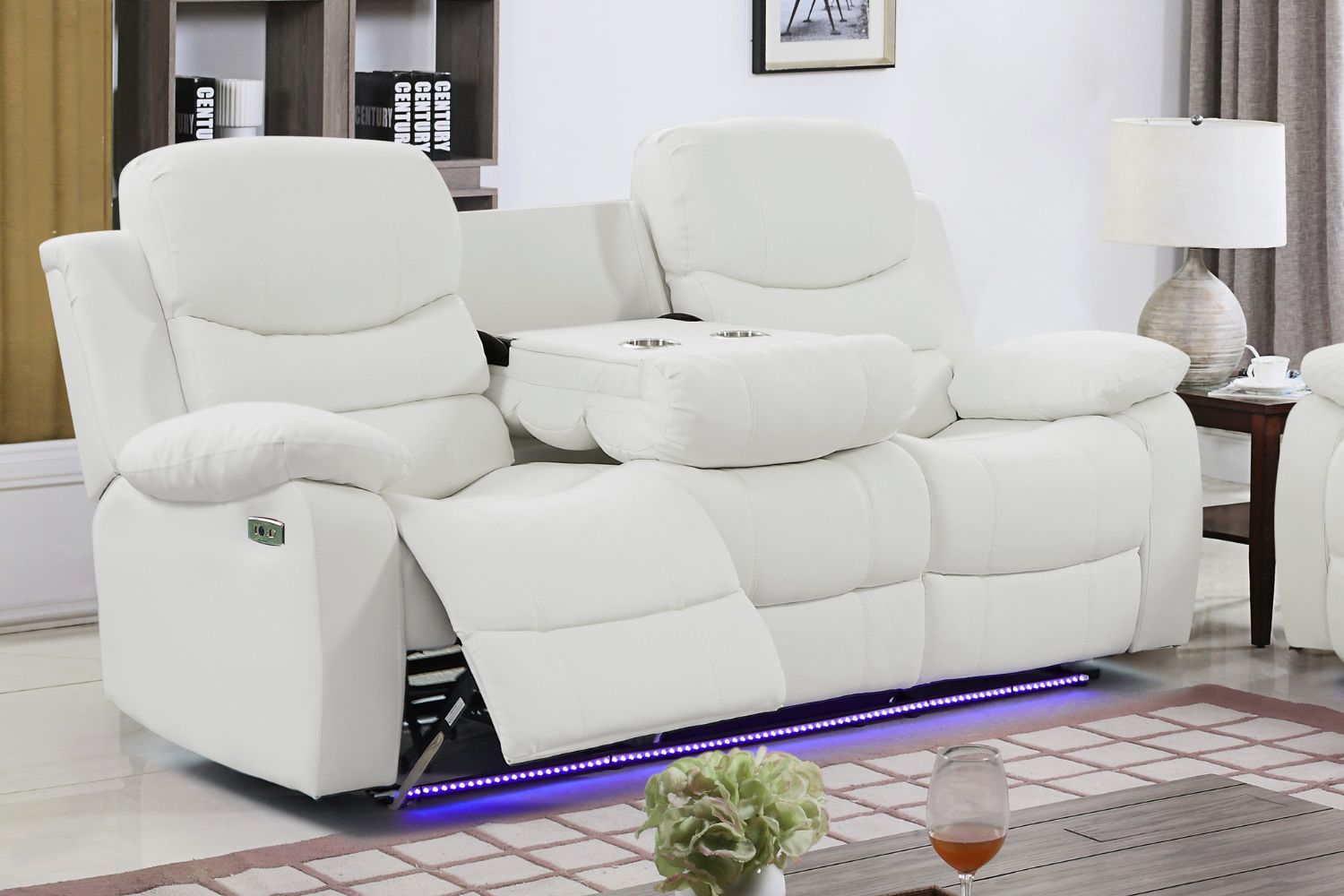 MODENA Reclining Sofa Range with LED & Speaker (White)