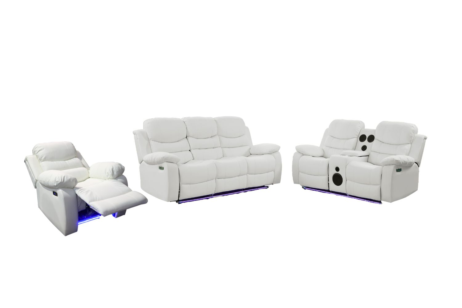 MODENA Reclining Sofa Range with LED & Speaker (White)