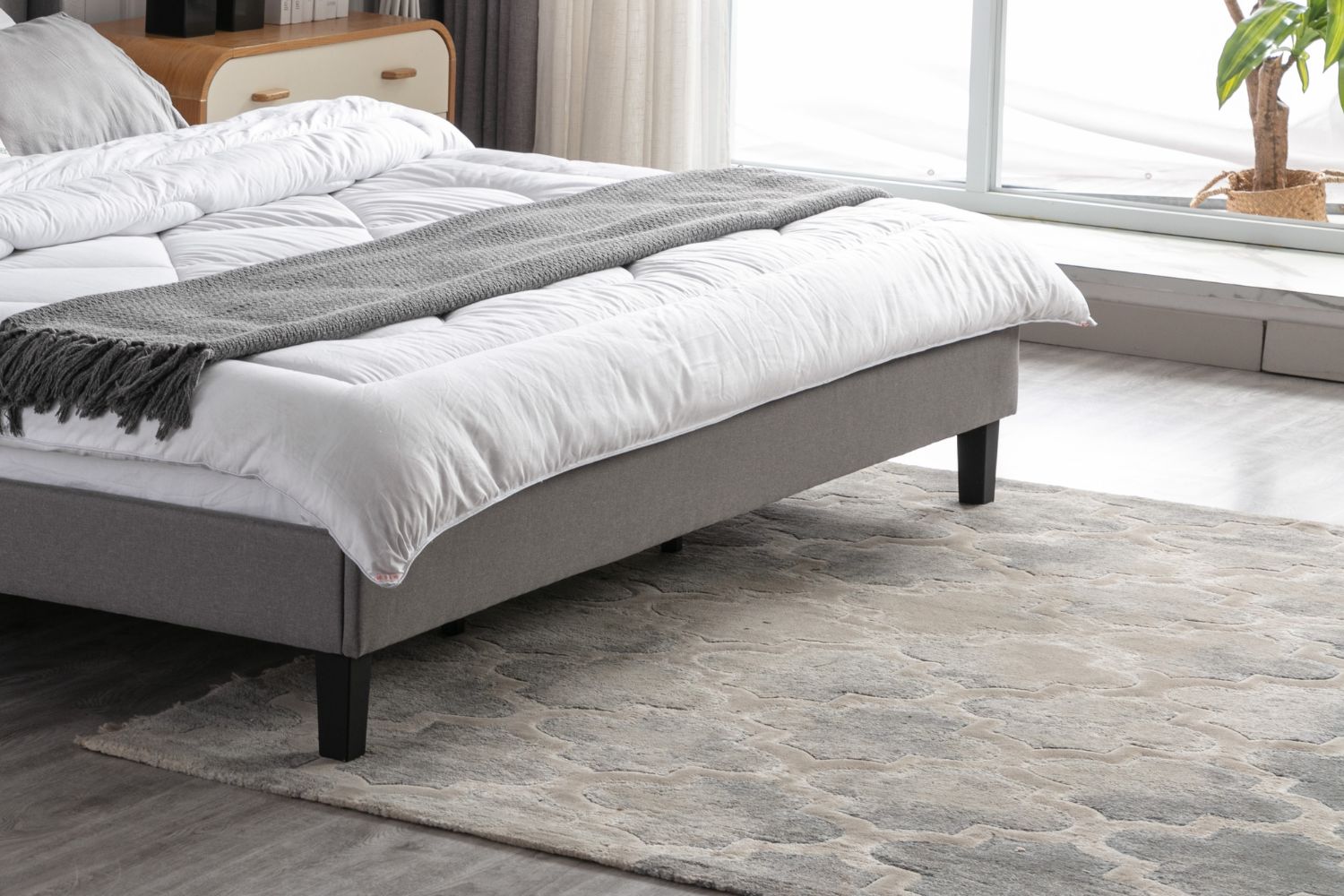 ALASKA Fabric Bed Frame (Grey) - Double Size