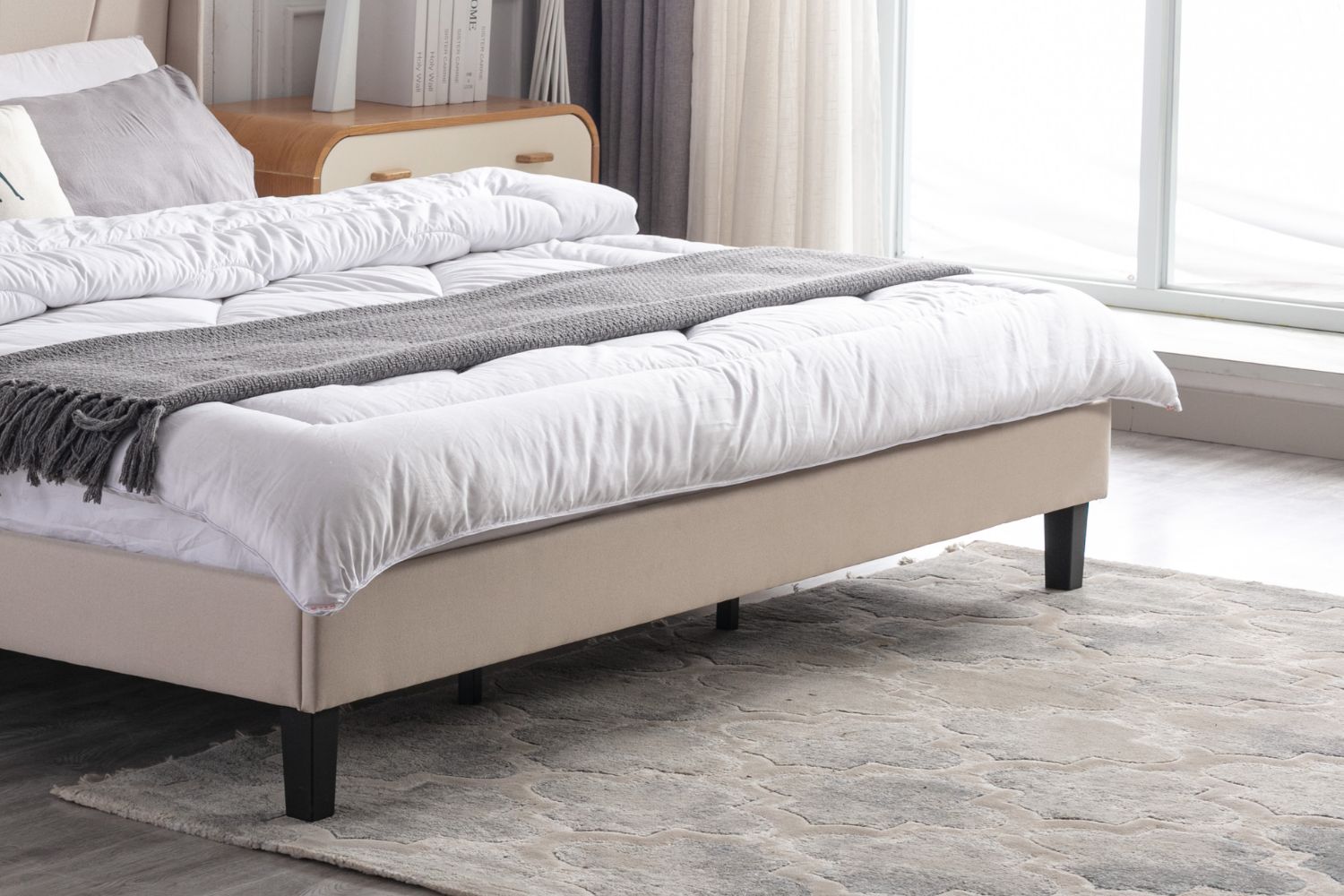 ALASKA Fabric Bed Frame (Beige) - Double Size