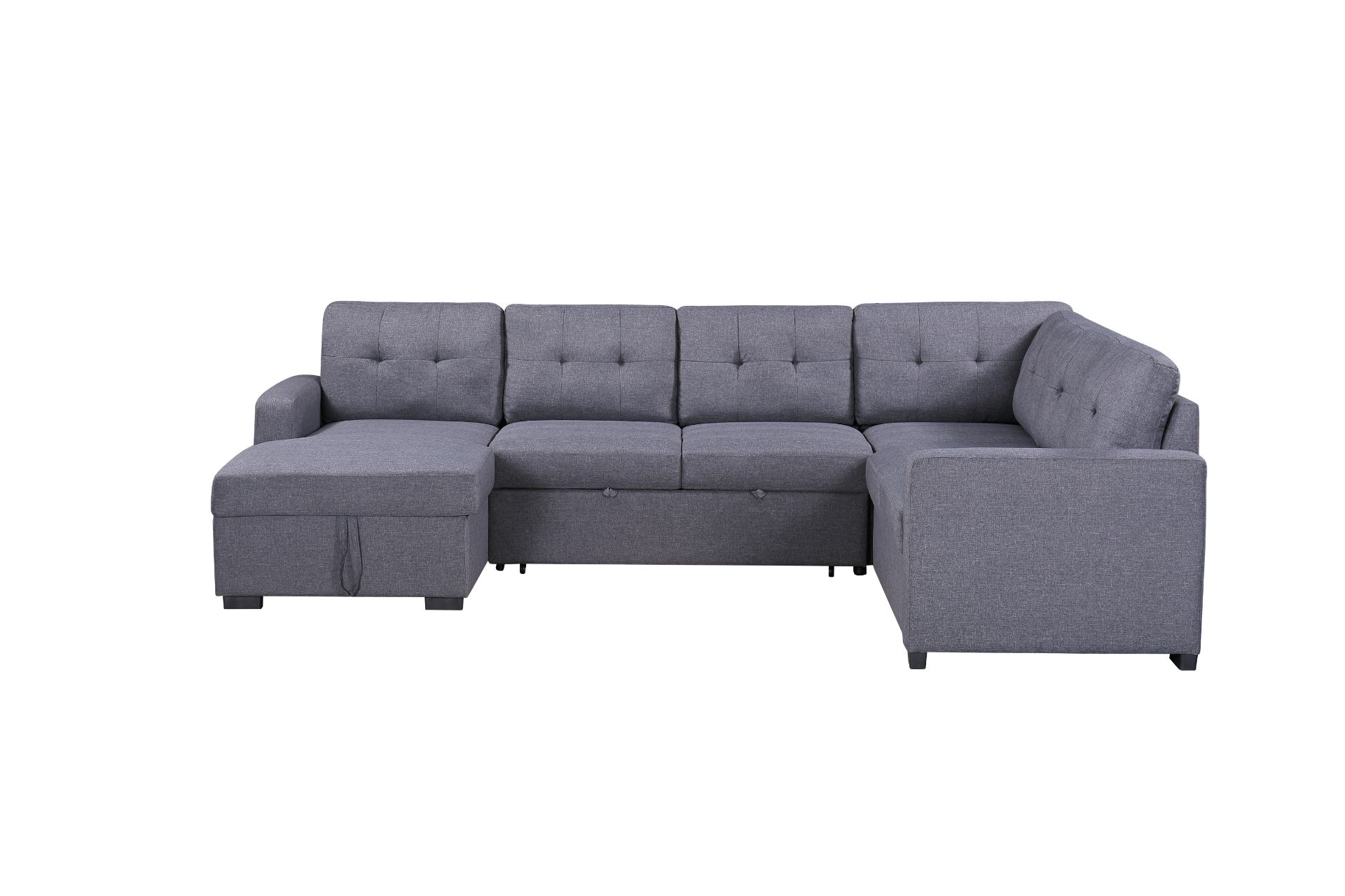 WINFLEX Fabric Sectional Pullout Sofa Bed (Grey)