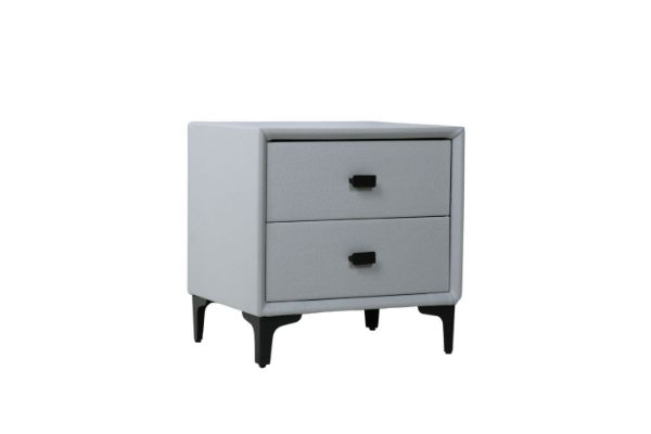 HOVER 2-Drawer Bedside Table (Silver Grey)