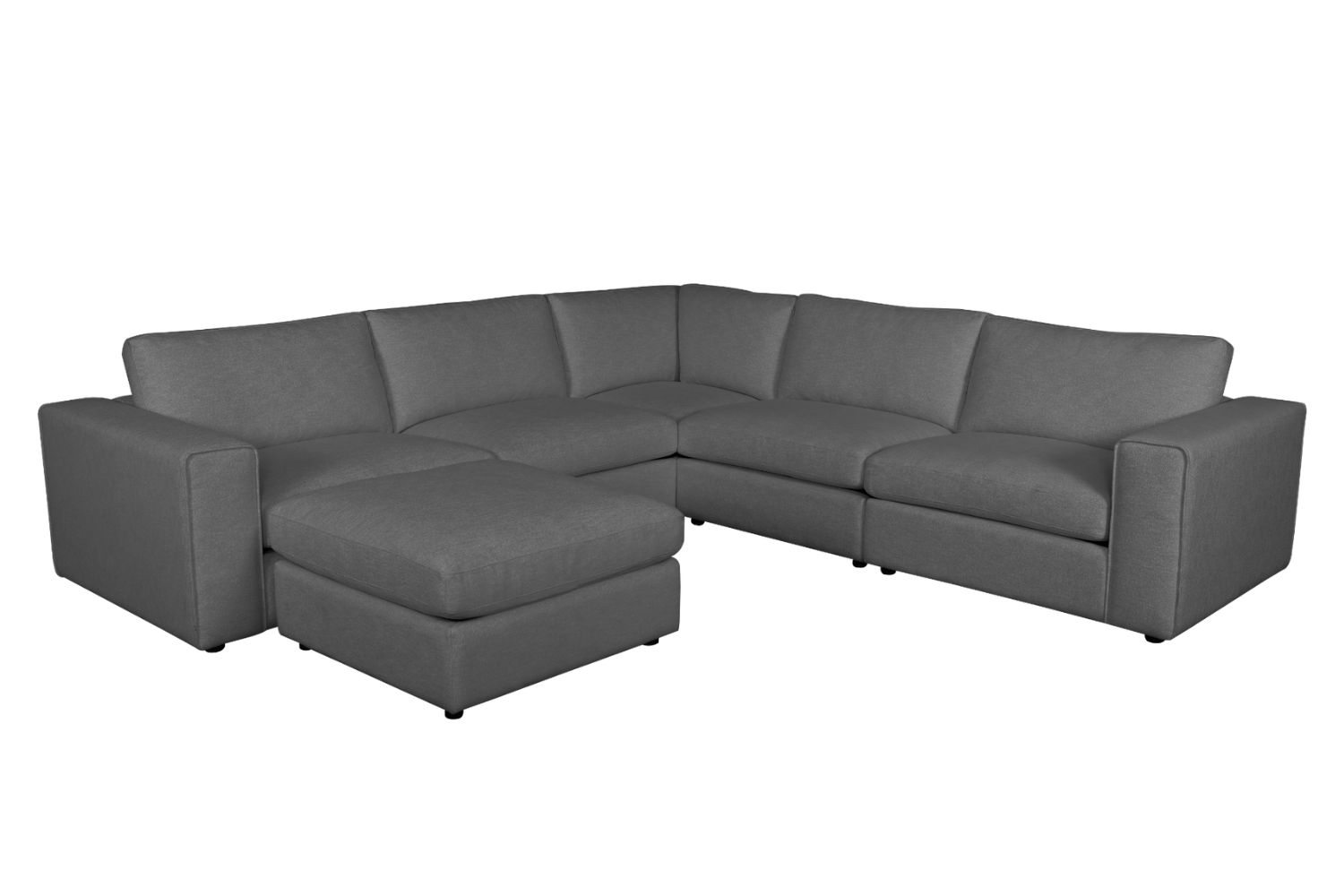 HOKIO Feather Filled Modular Corner Sofa with Ottoman (Grey)