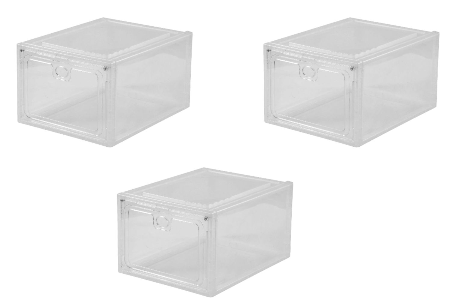 3 MONOLA Hard Shell Large Size Stackable Shoe Storage Box
