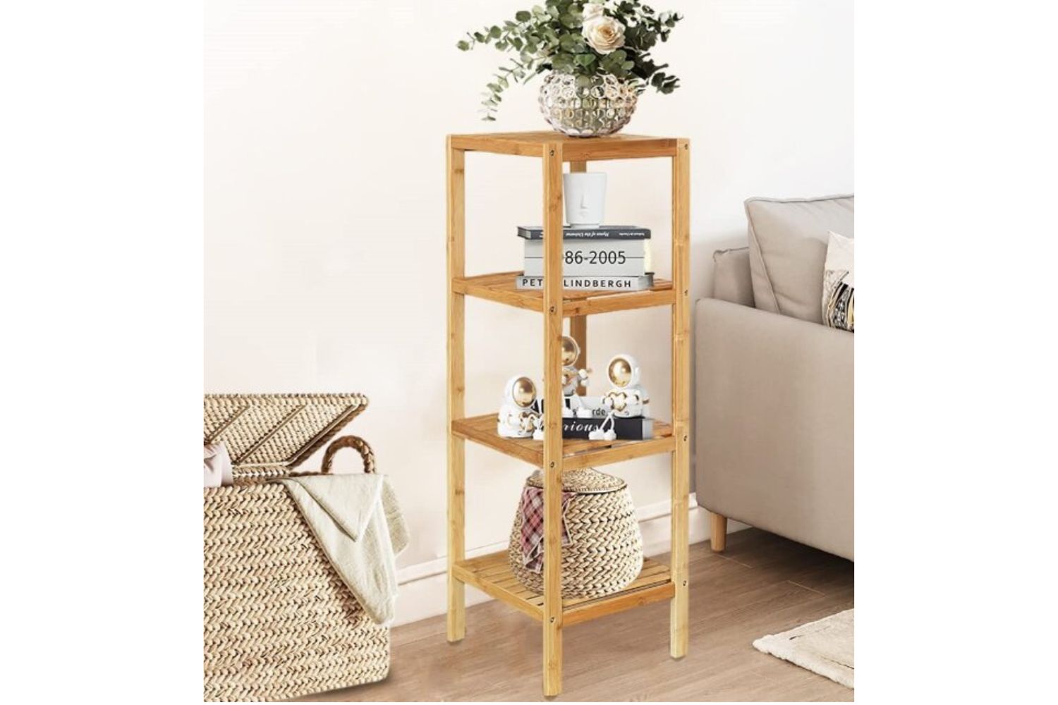 SCANDI 116x30cm 4-Tier Square Shelf