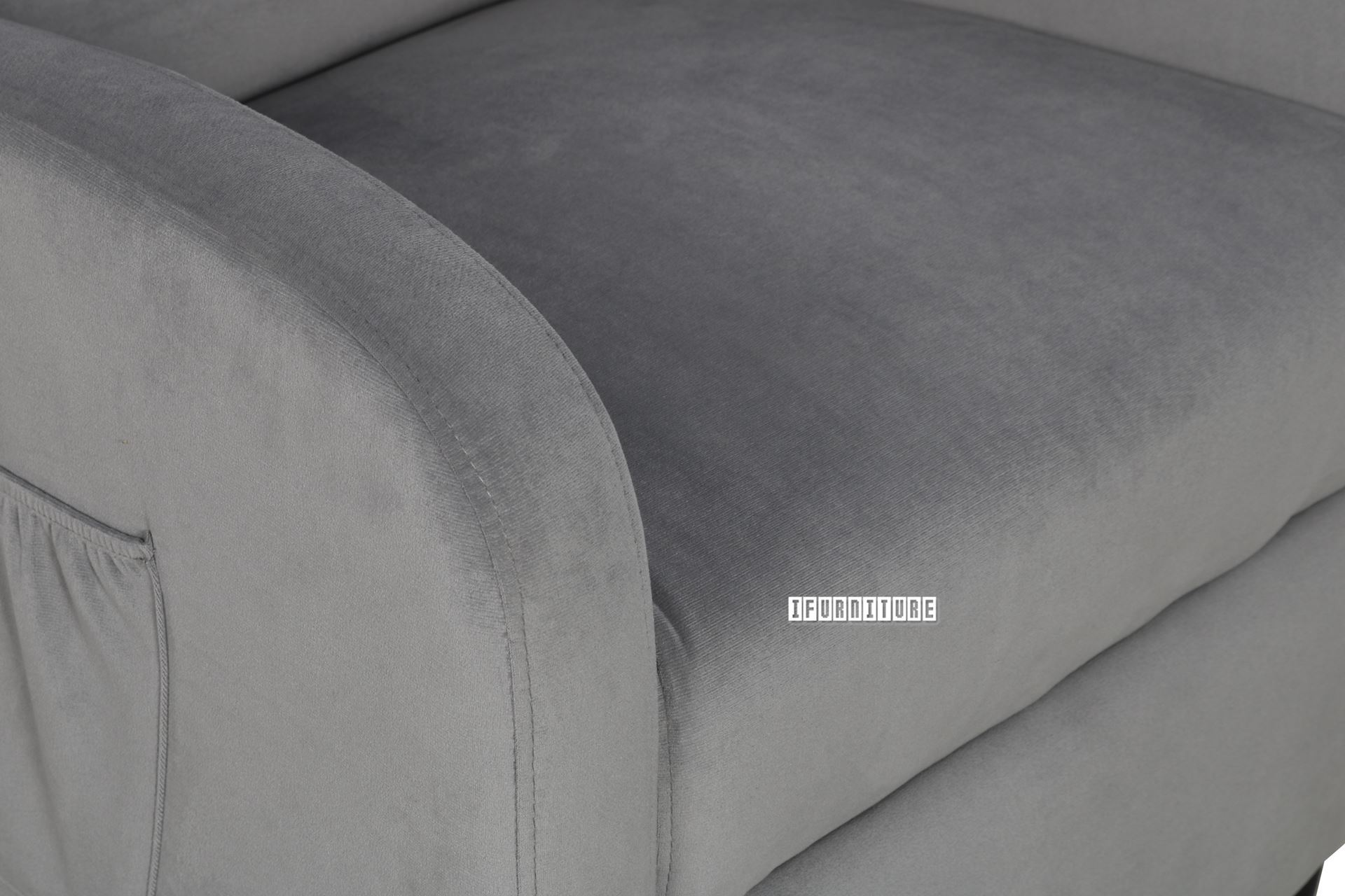 AMINAH Push-Back Reclining Velvet Chair (Light Grey)