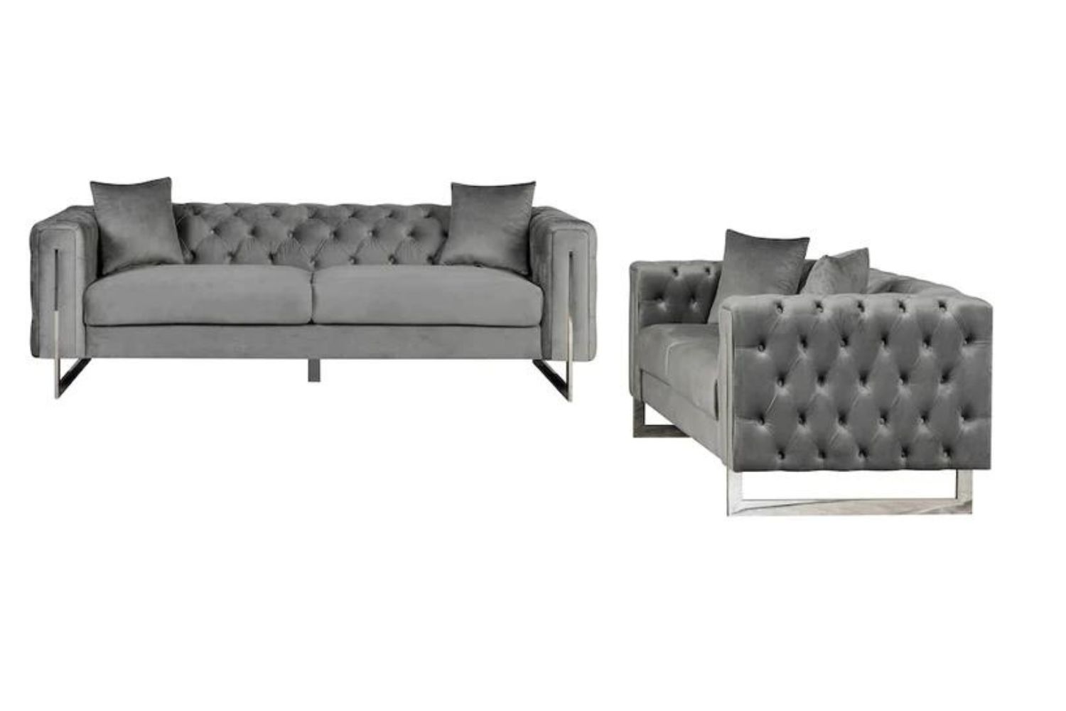 ASTRA Velvet Sofa Range (Grey) - 3+2+1 Sofa Set