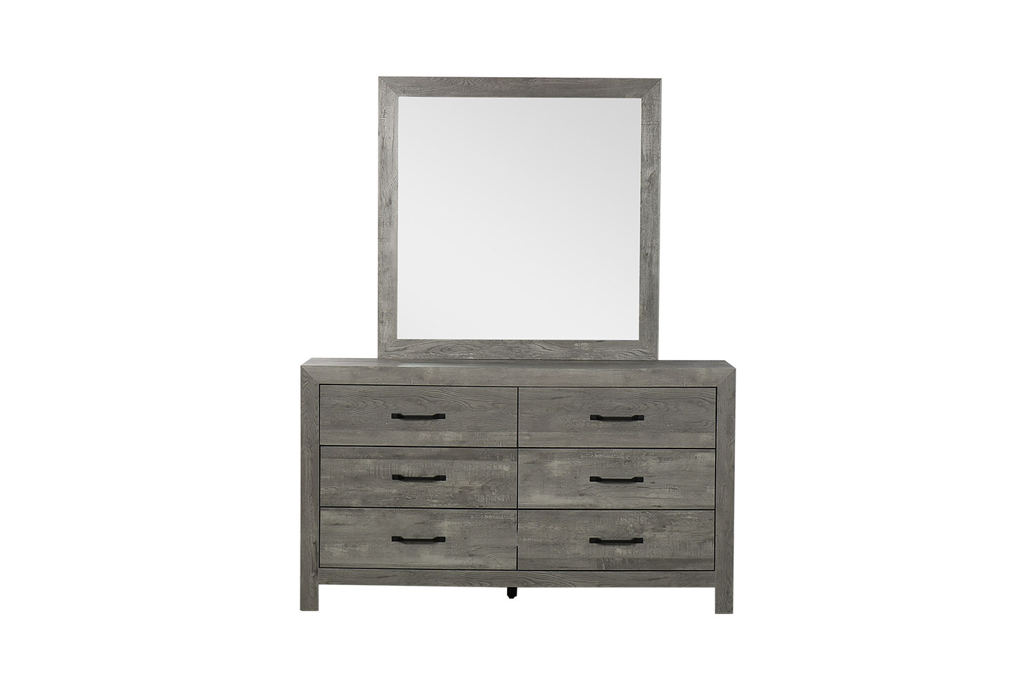 Crown 6-Drawer Dressing Table with Mirror (Grey)