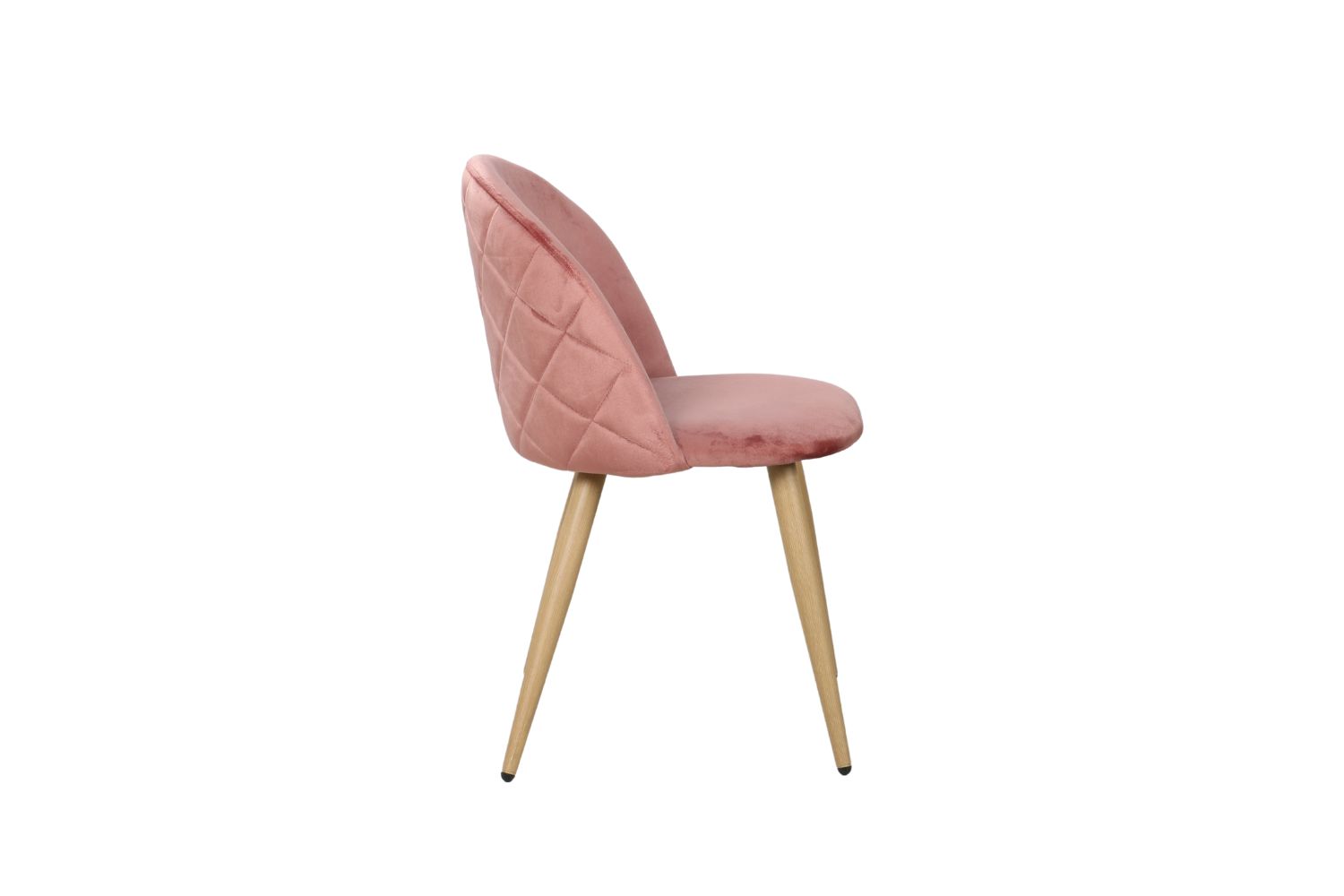 SOLIS Velvet Dining Chair with Wood Color Metal Legs (Rose Pink)