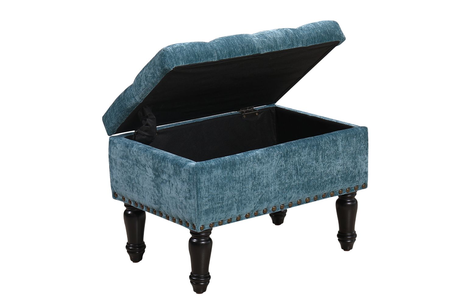 ROUX Velvet Storage Ottoman (Blue)