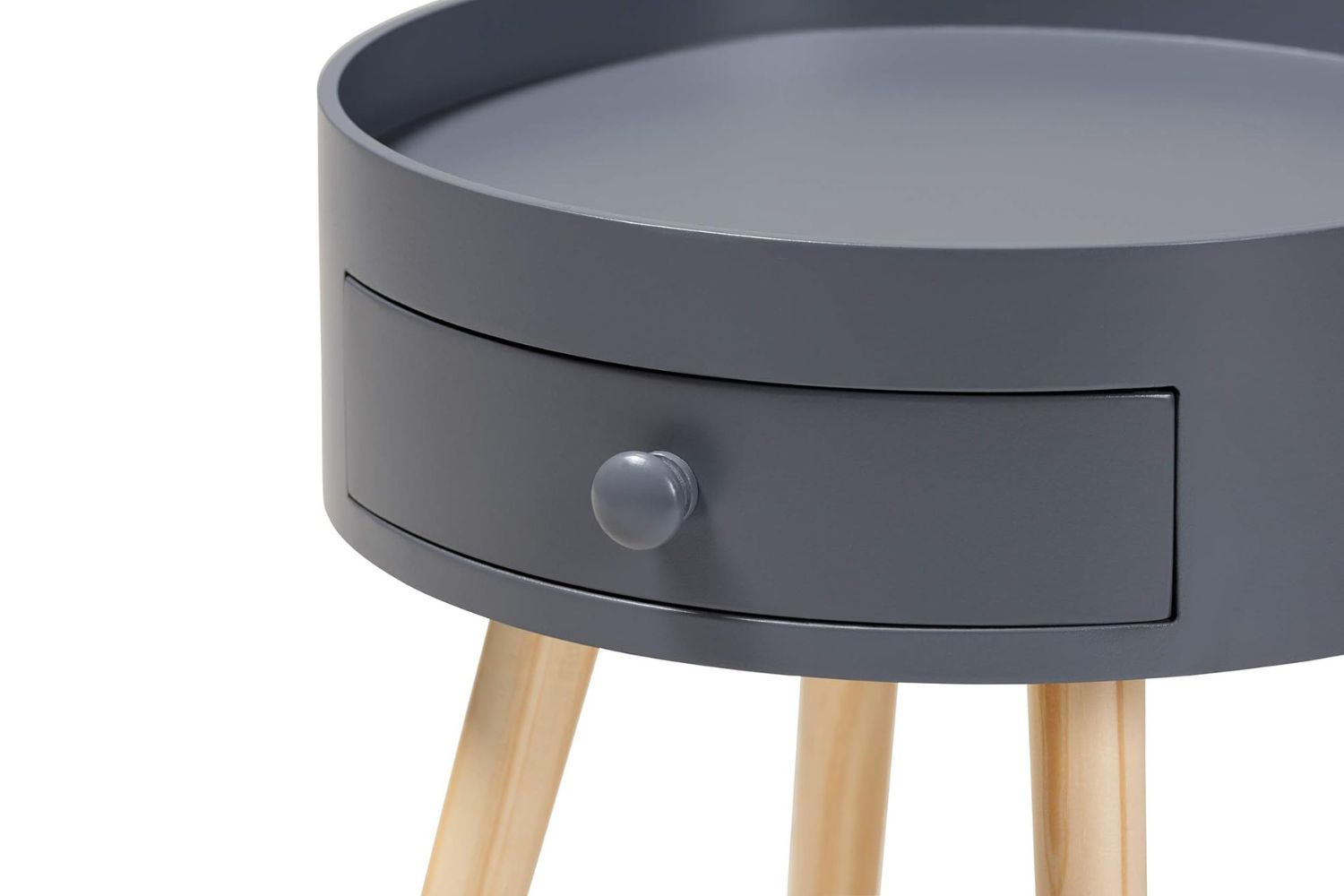 JAMES D39 1-Drawer Round Side Table (Grey)