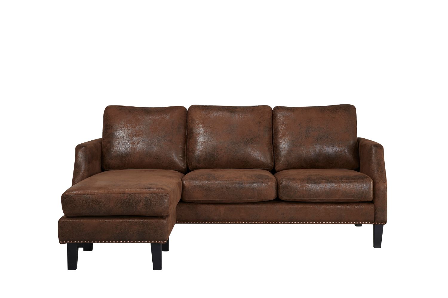 YODO Sectional Sofa with Rivet (Brown)