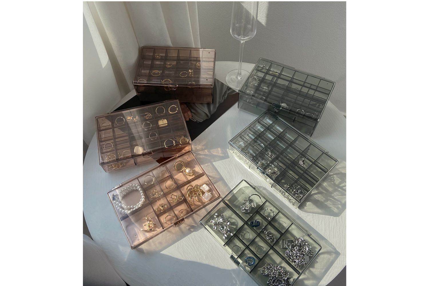 HAVEN 30 Grids Acrylic Jewelry & Cosmetic Storage Box (Grey)