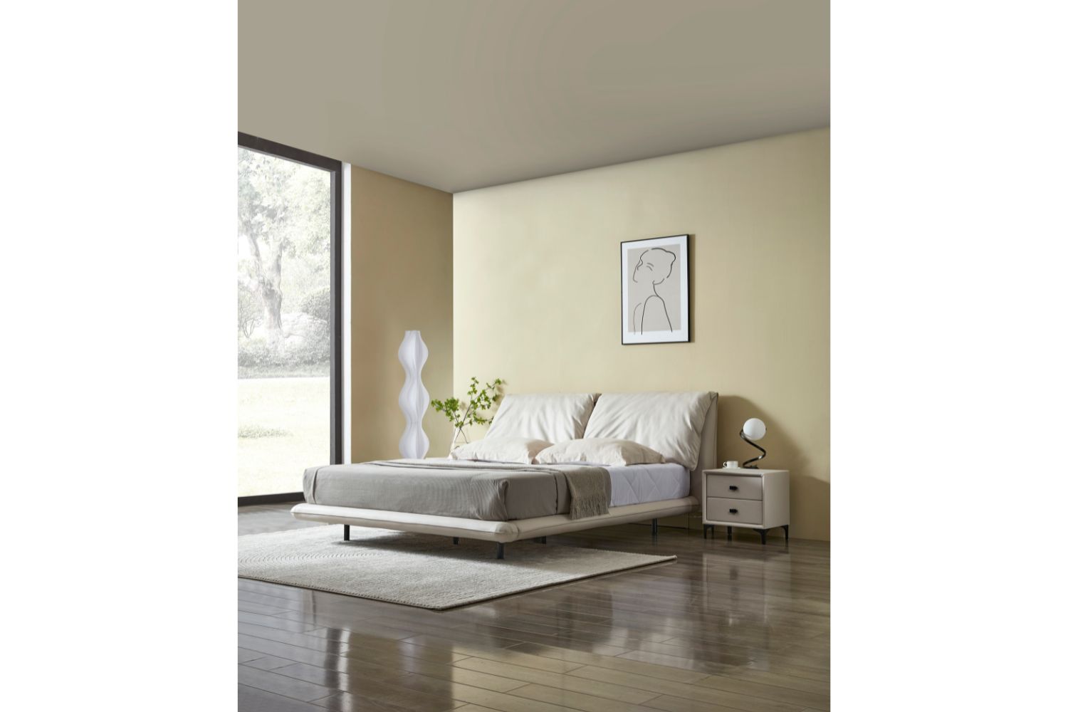 HOVER Float Queen/Super King Size Bed Frame (White)