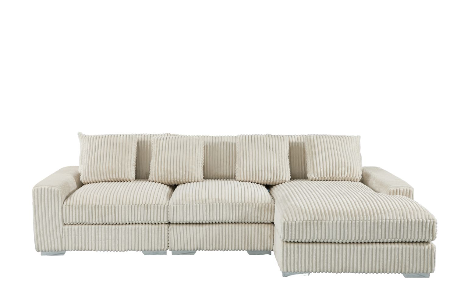 WINSTON Corduroy Modular Sectional Sofa with Ottoman (Beige)