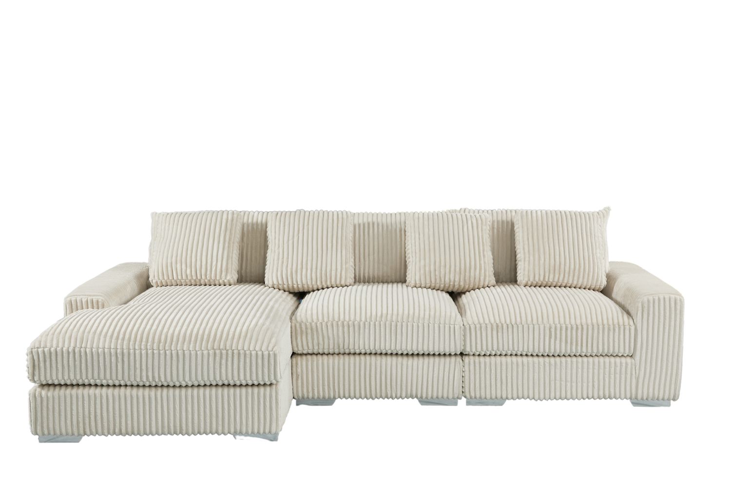 WINSTON Corduroy Modular Sectional Sofa (Beige) - Left Facing Chaise