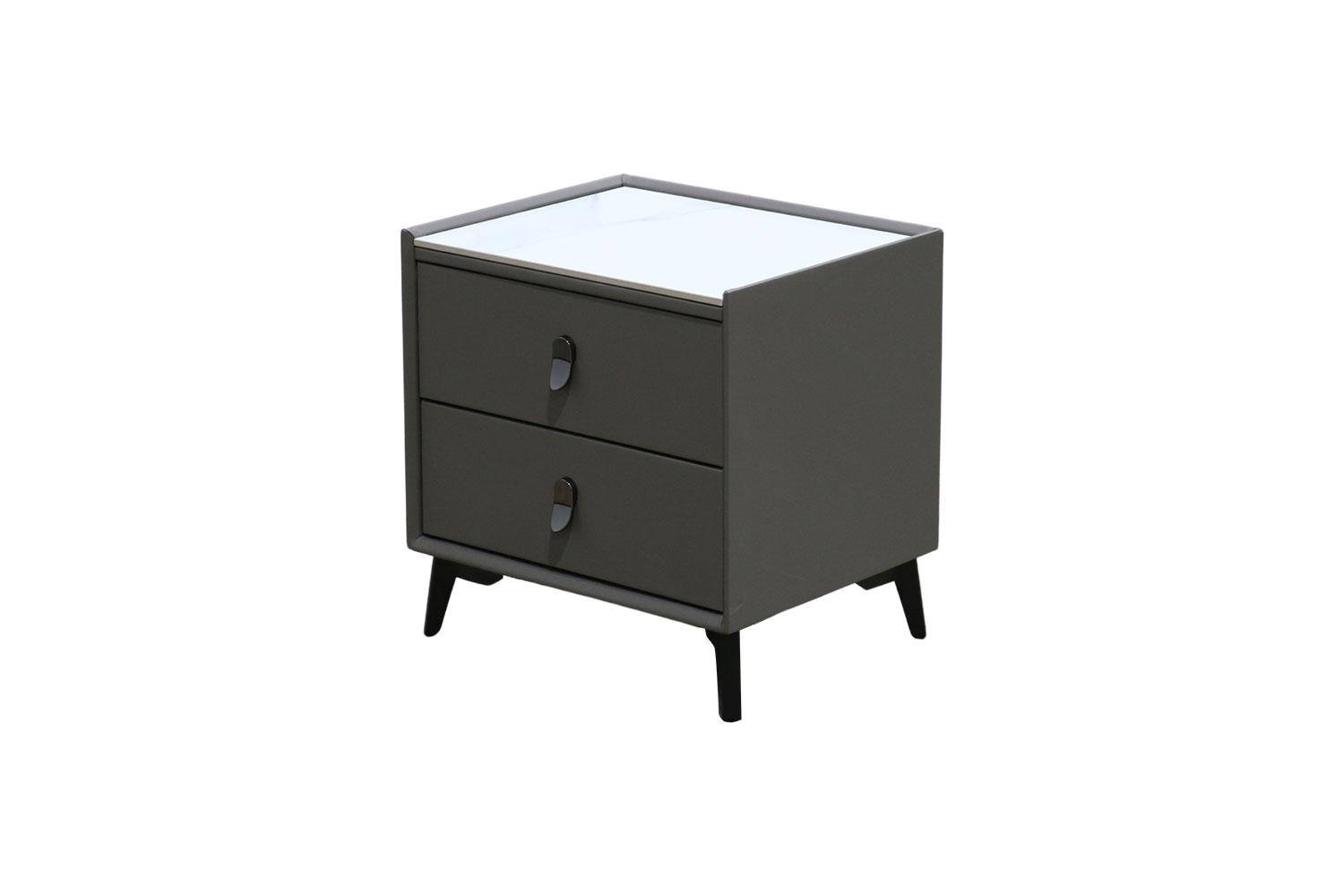 SHELL DREAM Sintered Stone 2-Drawer Bedside Table (Grey)