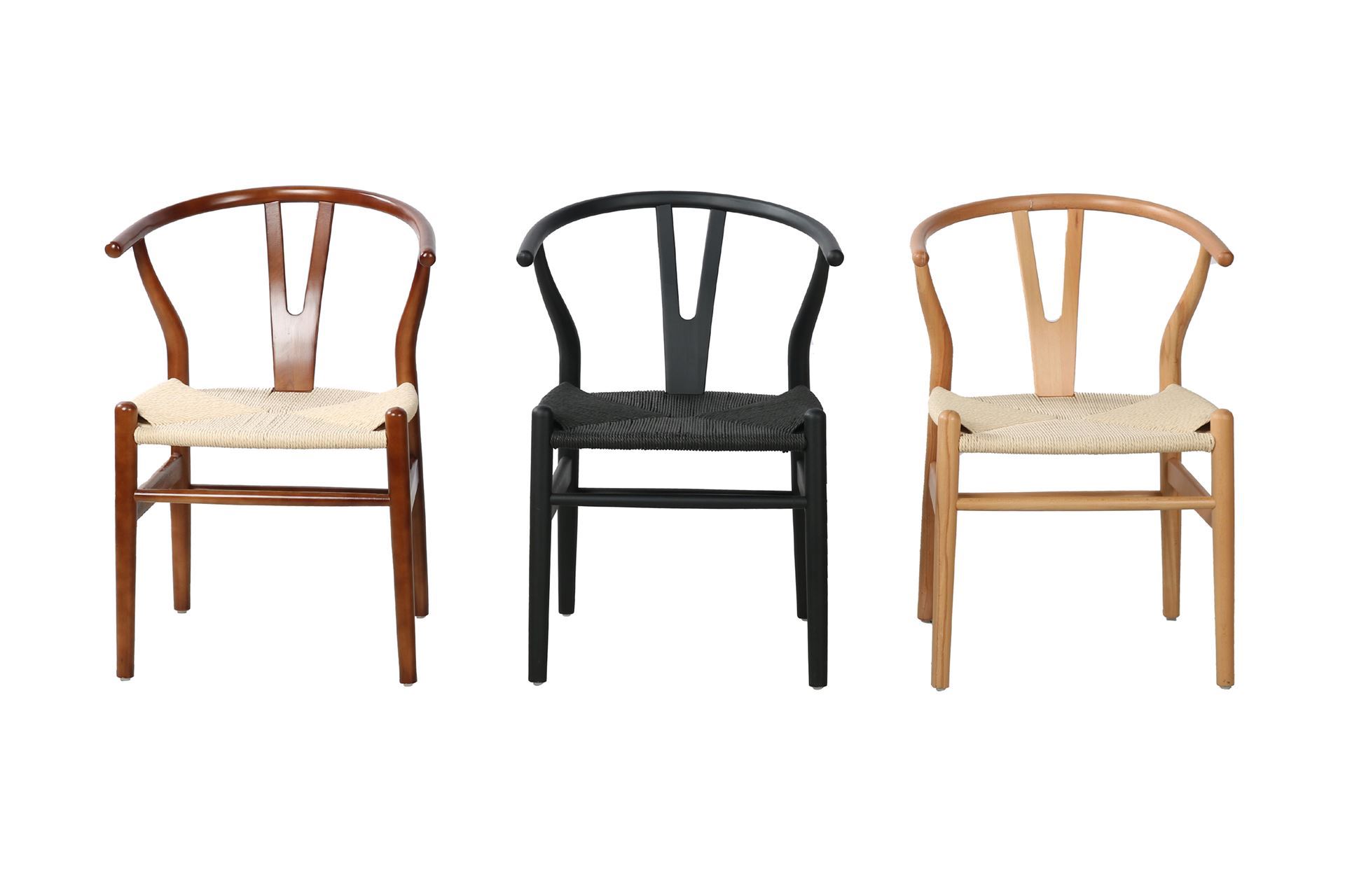 WISHBONE Solid Wood Y Replica Chair (Black) - 53x50x79