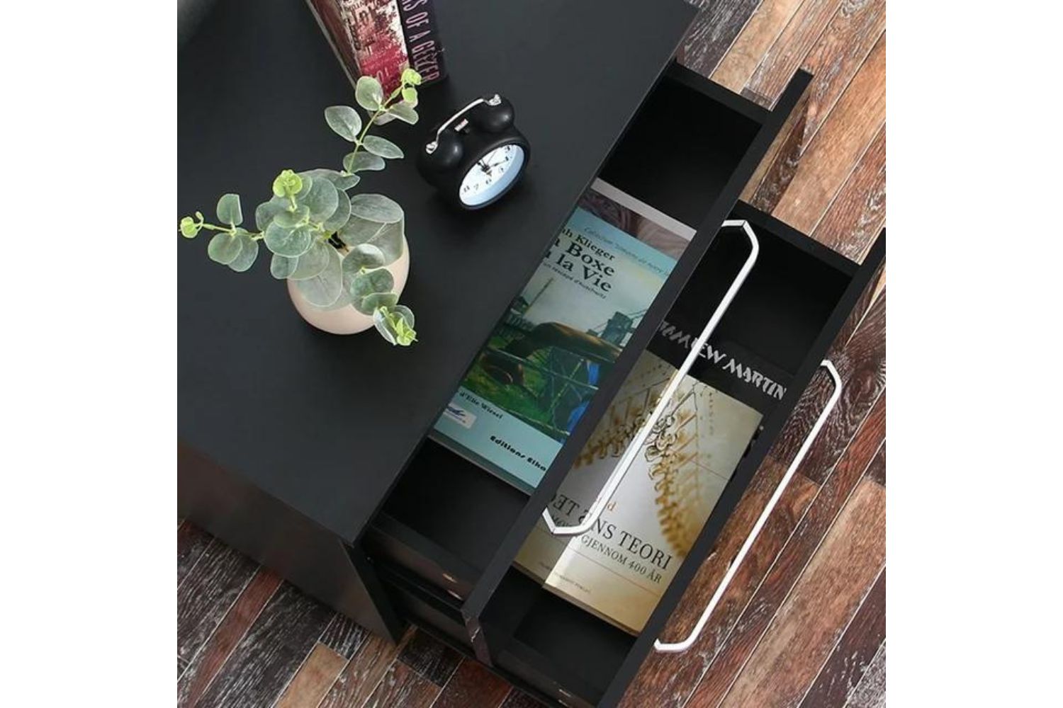 BLAKE LED 2-Drawer Bedside Table (Black)