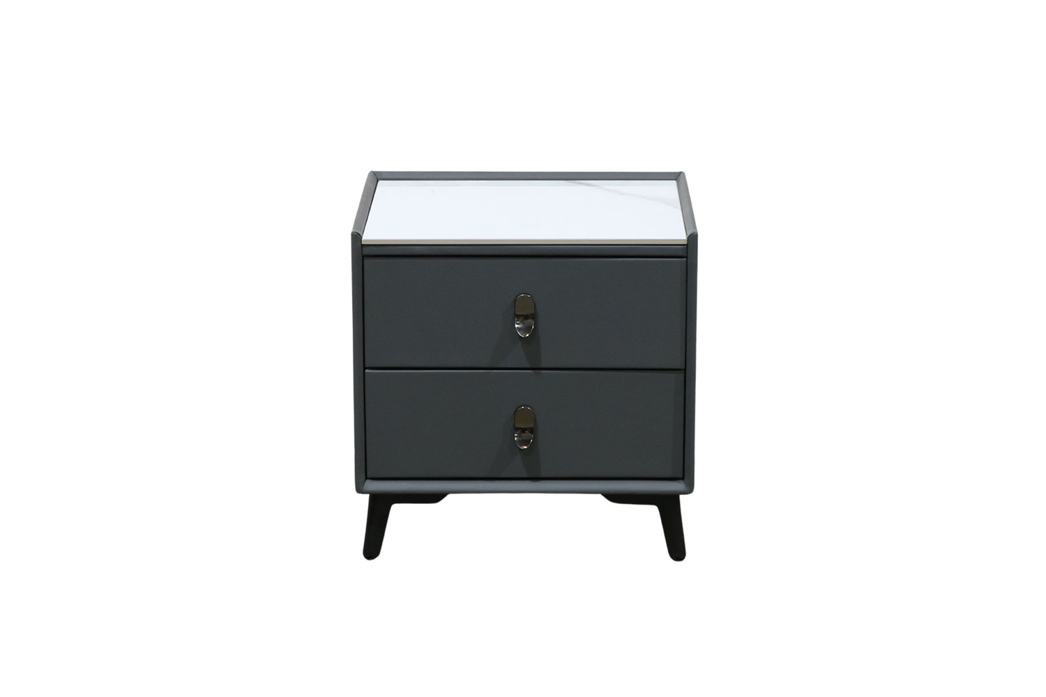 CUBA 2-Drawer Sintered Stone Top Bedside Table (Dark Grey)