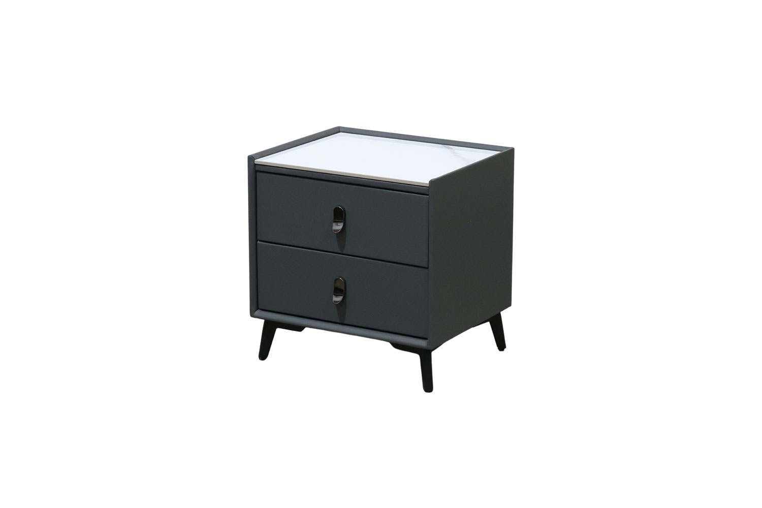 CUBA 2-Drawer Sintered Stone Top Bedside Table (Dark Grey)