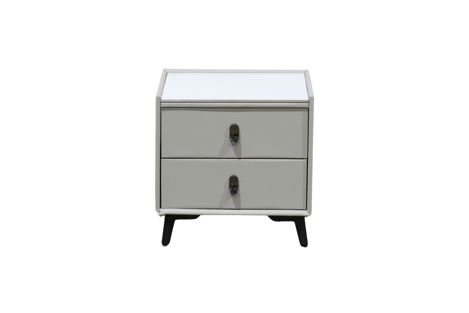 AUGUSTA 2-Drawer Sintered Stone Top Bedside Table (Light Grey)