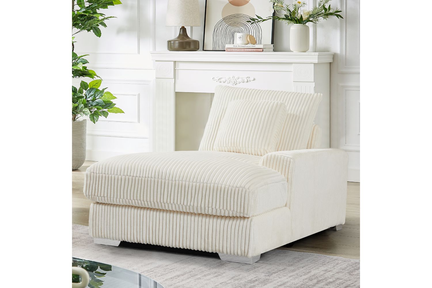 WINSTON Corduroy Modular Sectional Sofa (Beige) - Single RAF Armchair