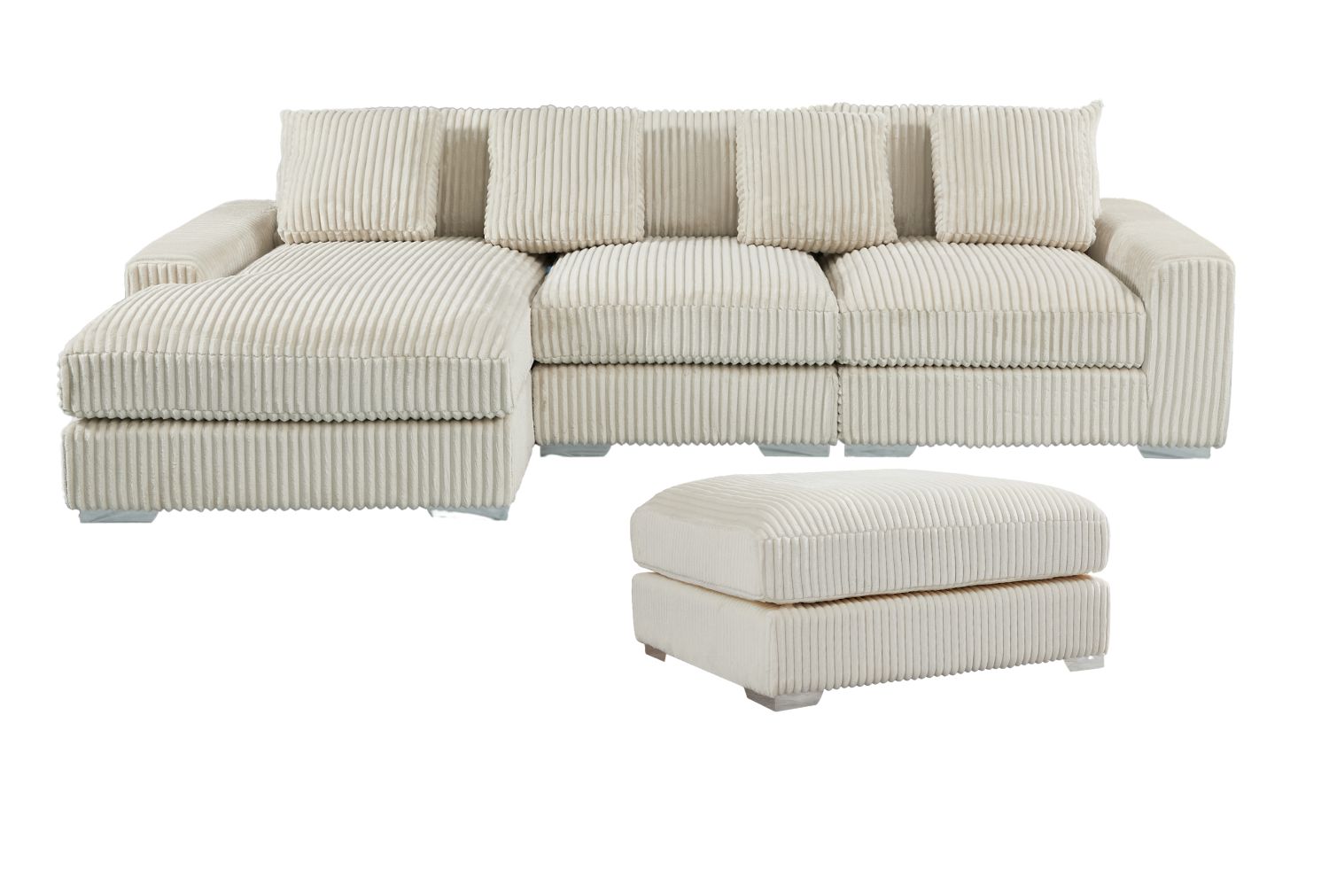 WINSTON Corduroy Modular Sectional Sofa (Beige) - Single RAF Armchair