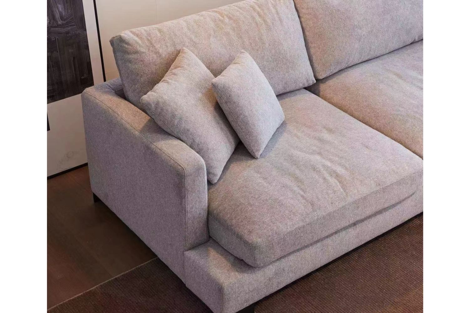 WONDERLAND Feather-Filled Fabric Sectional Sofa - Chaise Facing Right