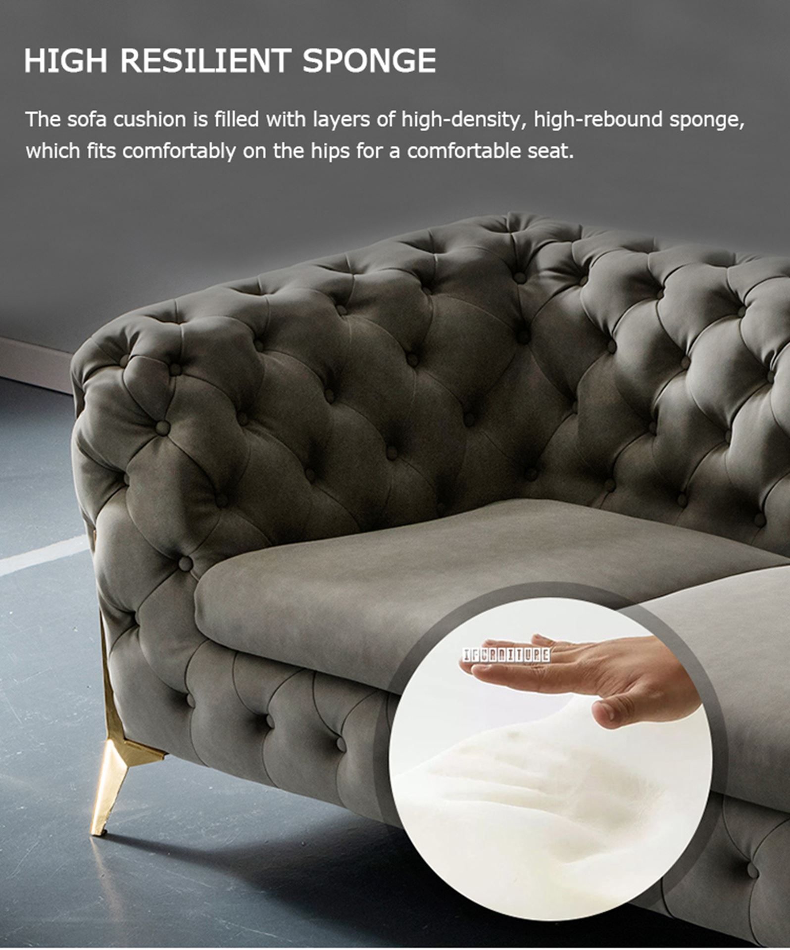 (FLOOR MODEL CLEARANCE) VIGO 3-Seater Sofa (Grey)