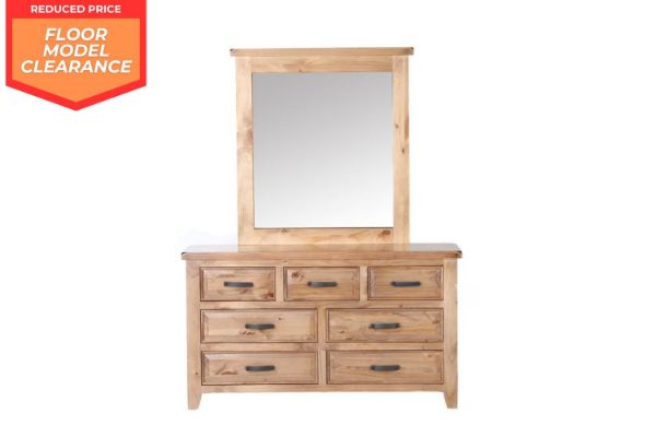 FRANCO 7-Drawer Dressing Table and Mirror (Solid NZ Pine)