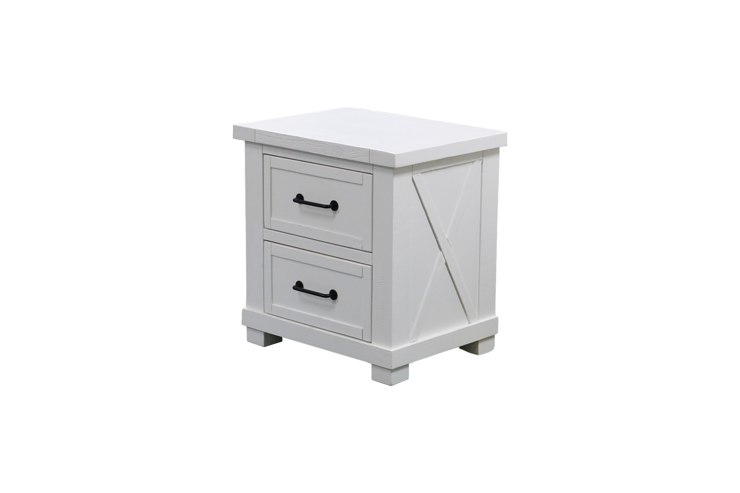 PURELAND Solid Pine Wood 2-Drawer Bedside Table (White)