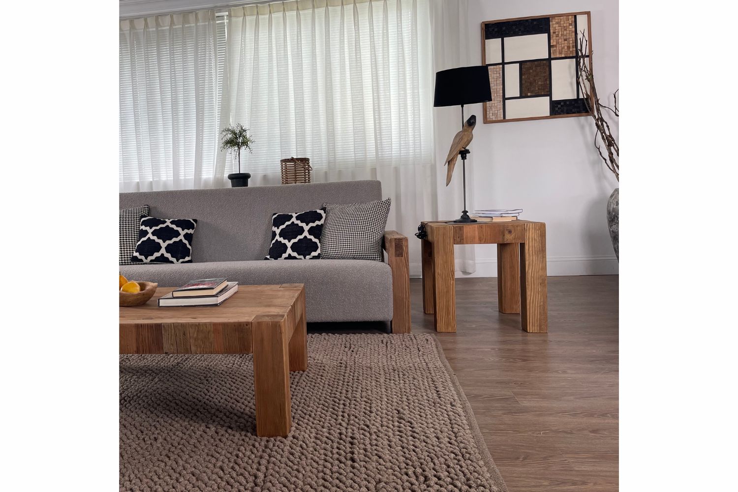 TRAVER 100% Reclaimed Pine Wood Side Table (54x54cm)