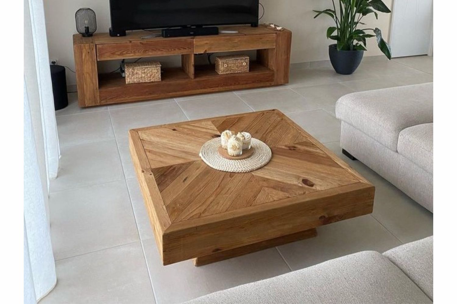 HOMER 100% Reclaimed Pine Wood Square Coffee Table (100x100cm)