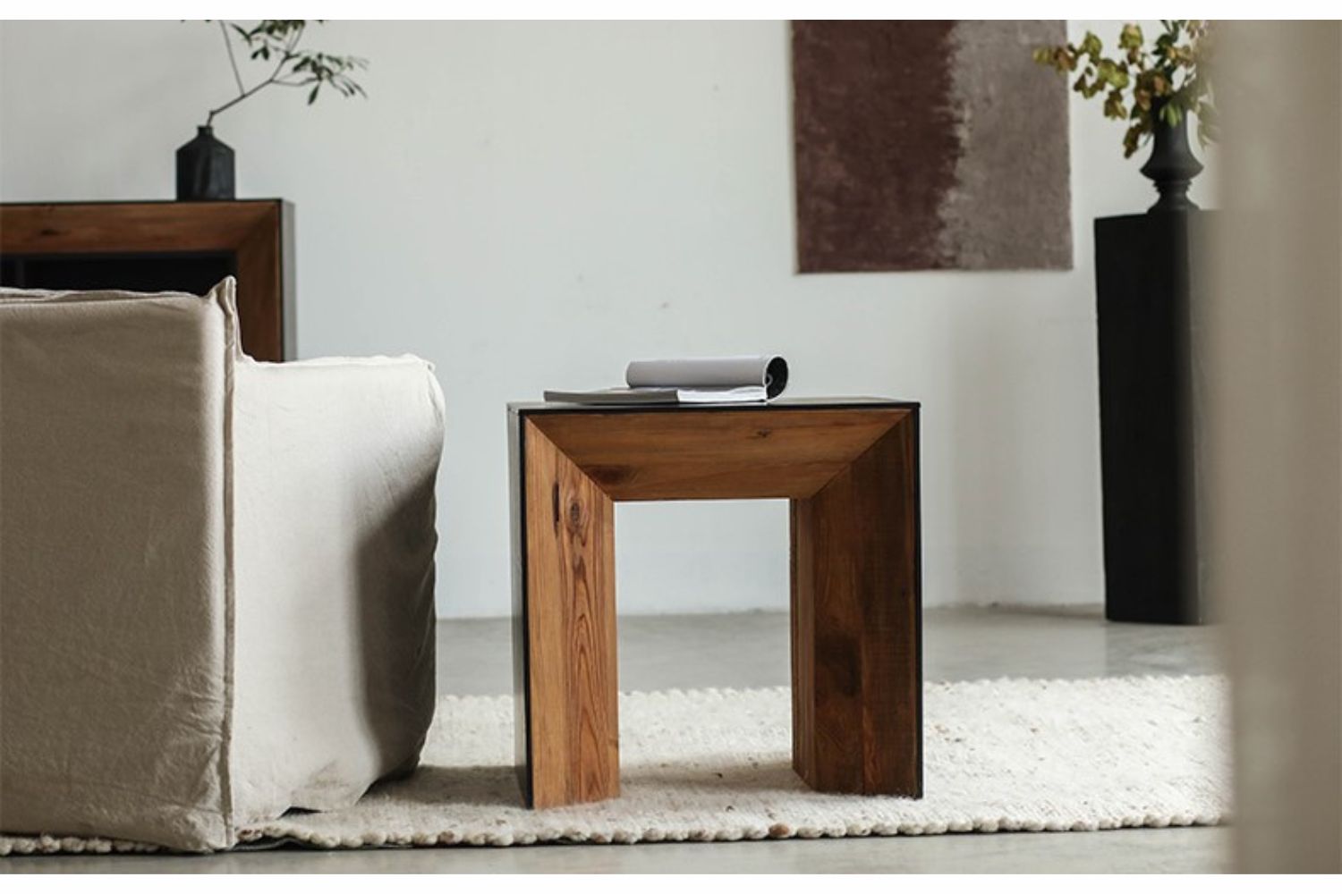 BETA Reclaimed Pine Wood Side Table (60x60cm)