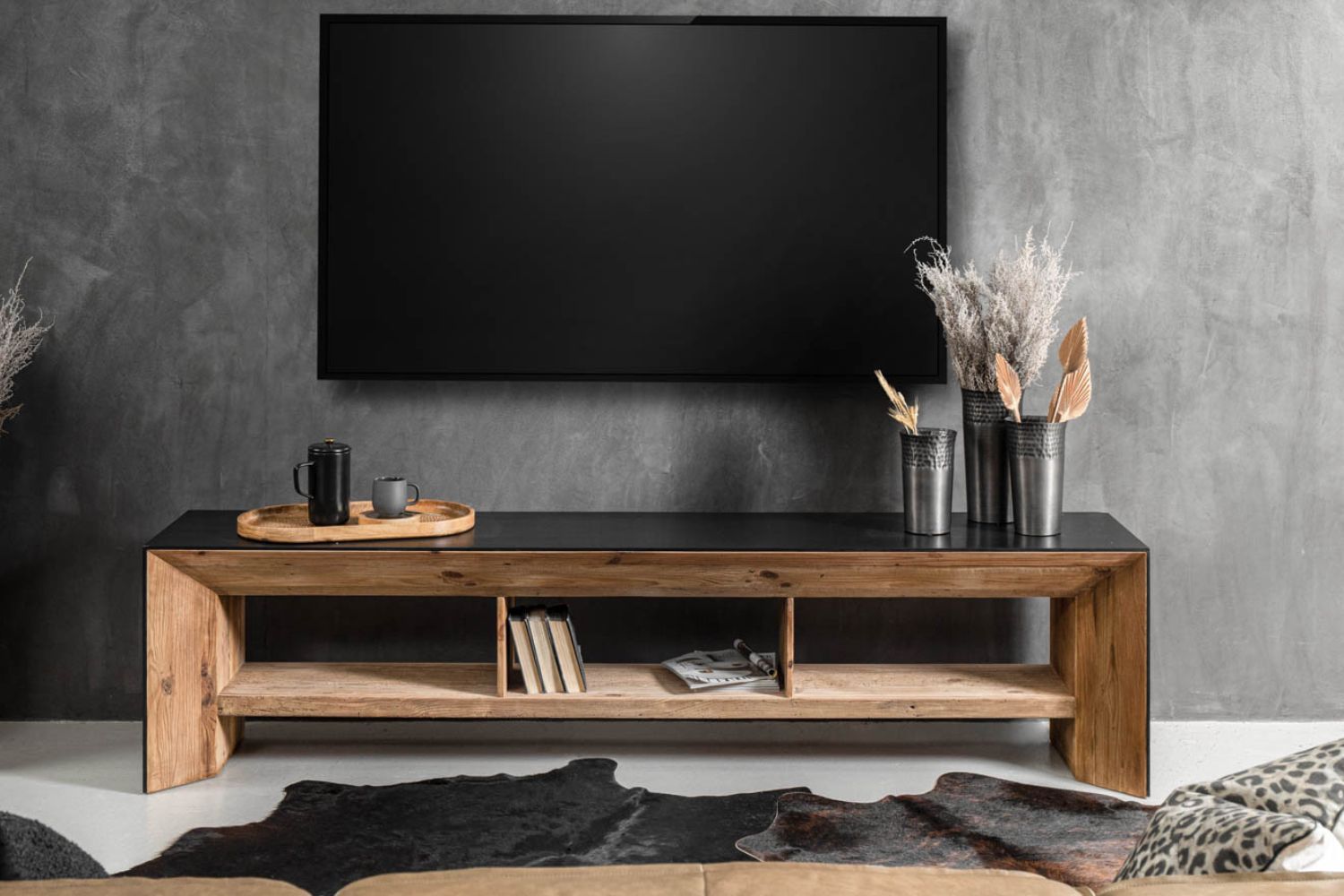 BETA 2.4M Reclaimed Pine Wood Entertainment Unit