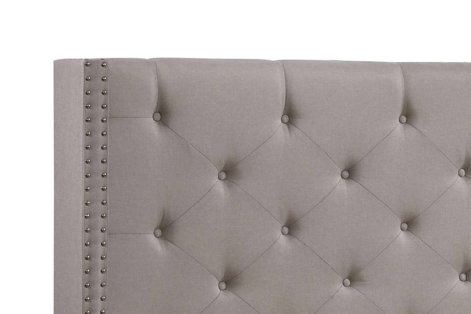 ELY Fabric Bed Frame in Queen/King Size (Beige)