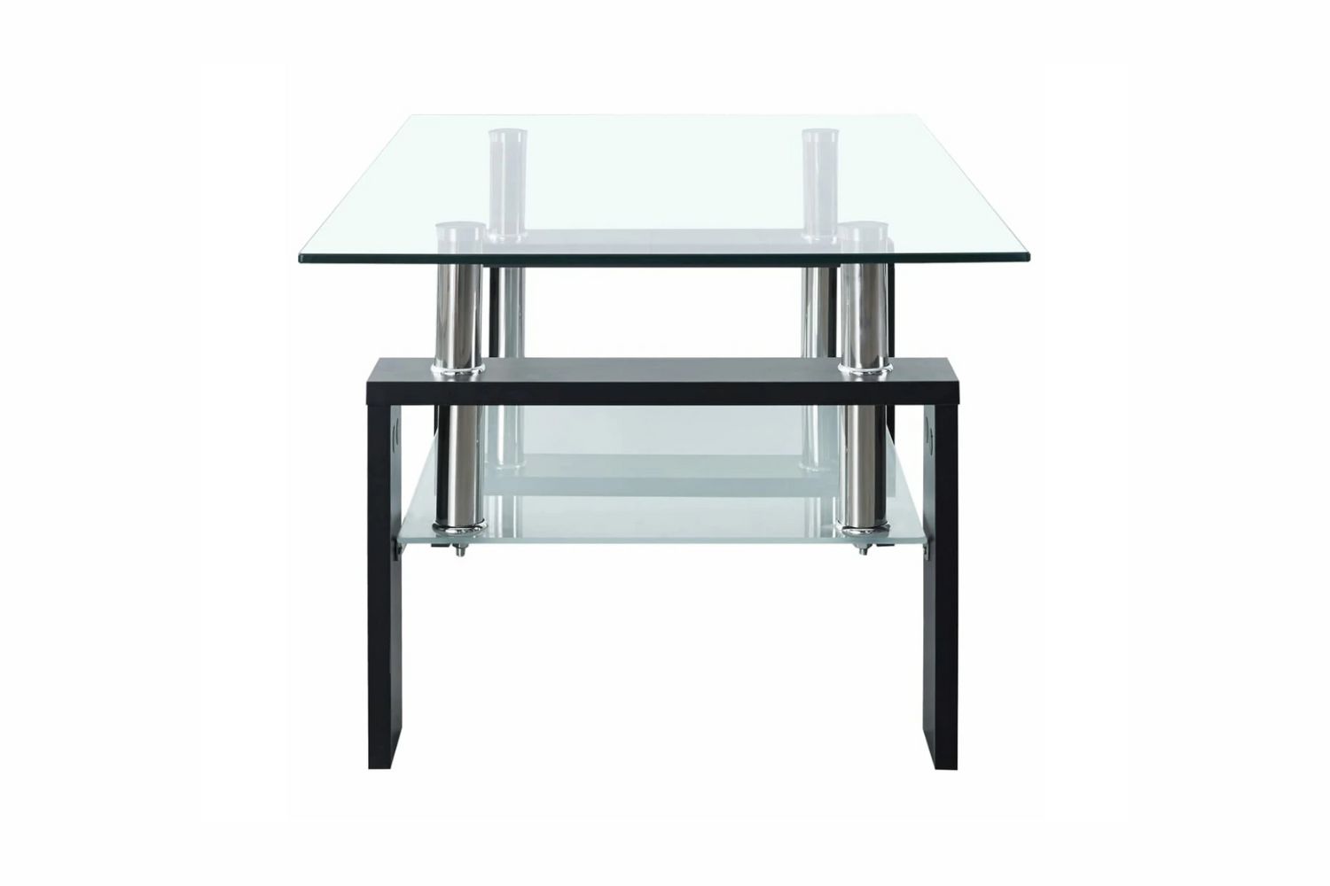 HORIZON Glass Coffee Table in 2 Sizes (Black Veneer)
