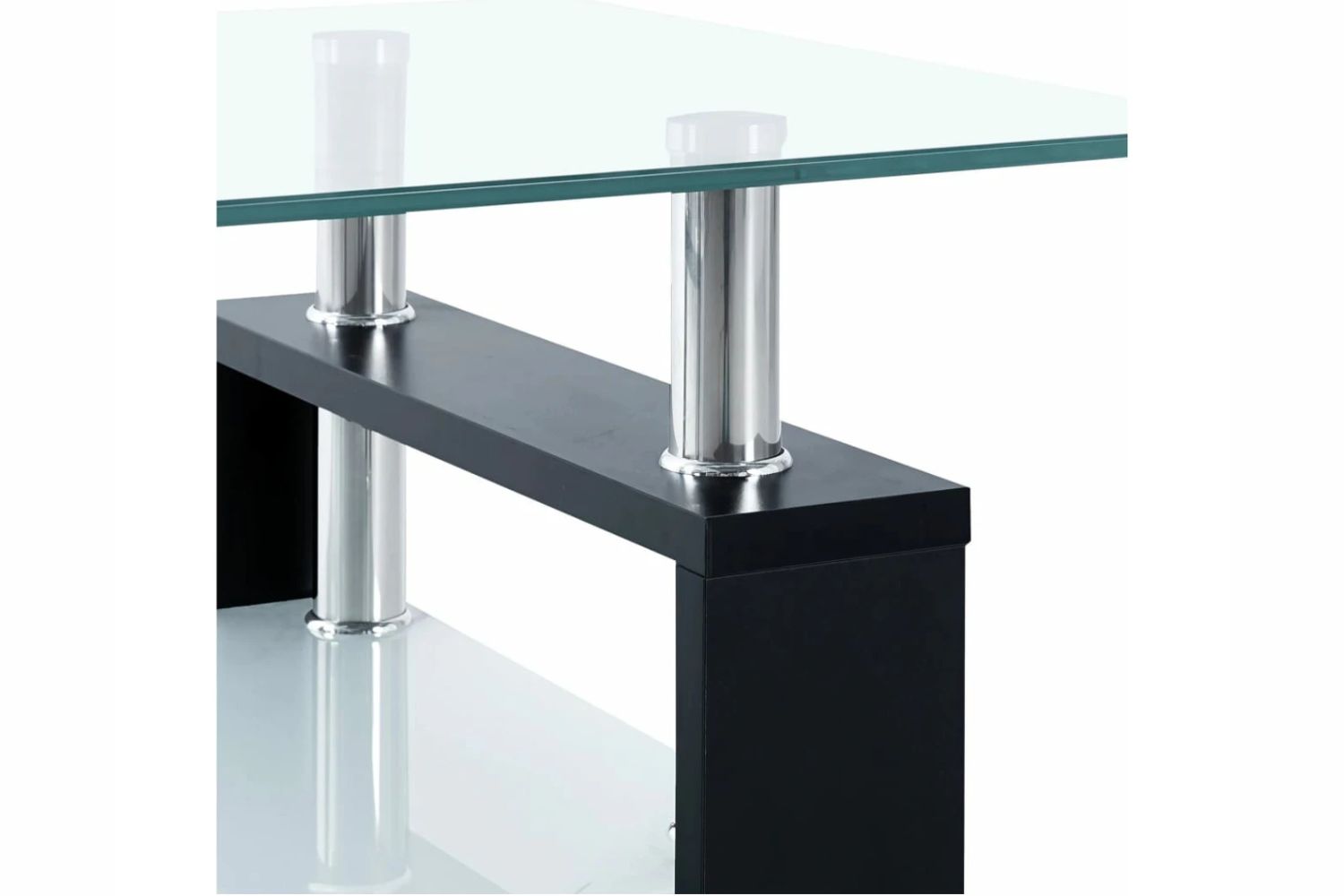 HORIZON Glass Coffee Table in 2 Sizes (Black Veneer)