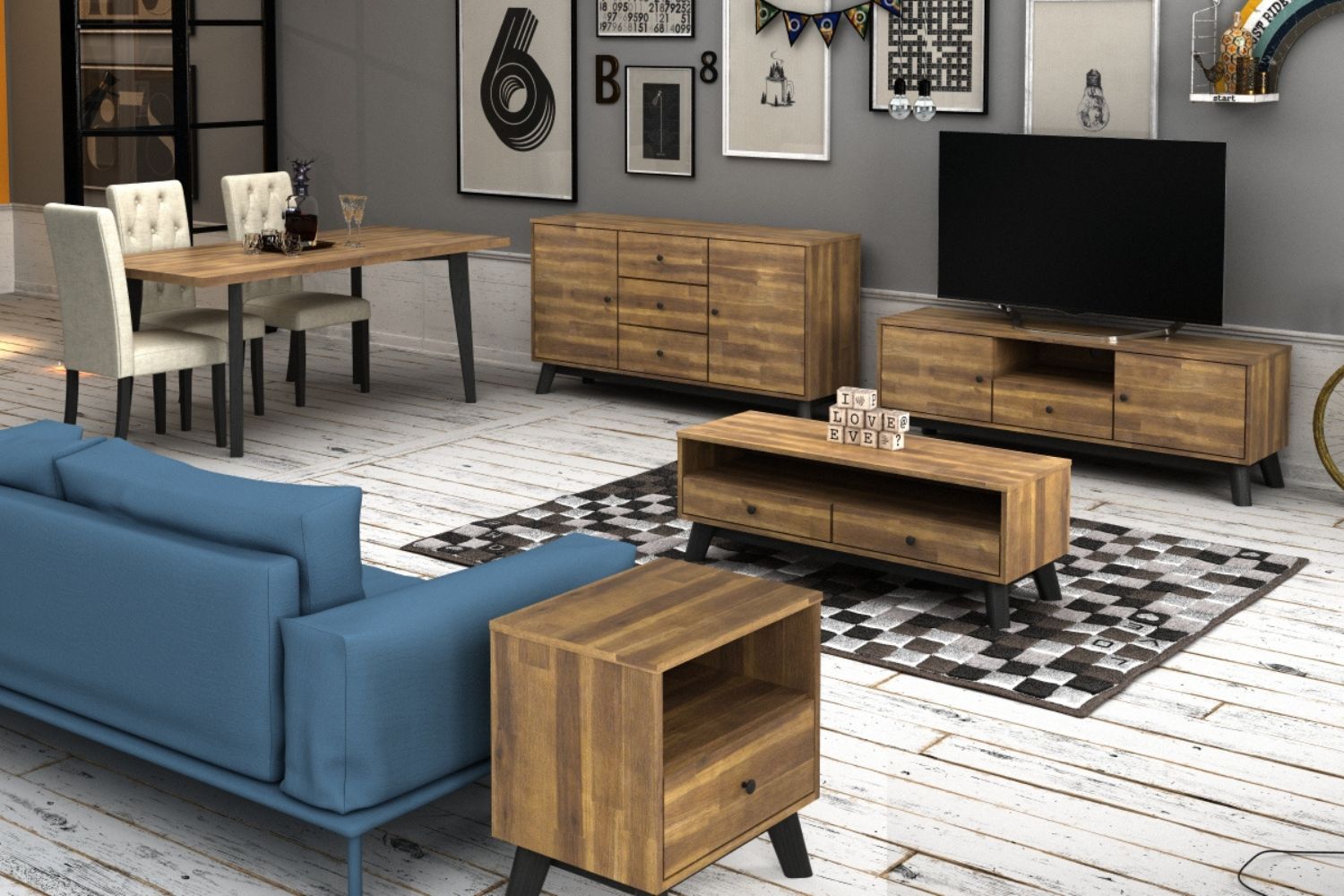 (FLOOR MODEL CLEARANCE) CALLA Solid Acacia 2DR 3DRW Sideboard/Buffet